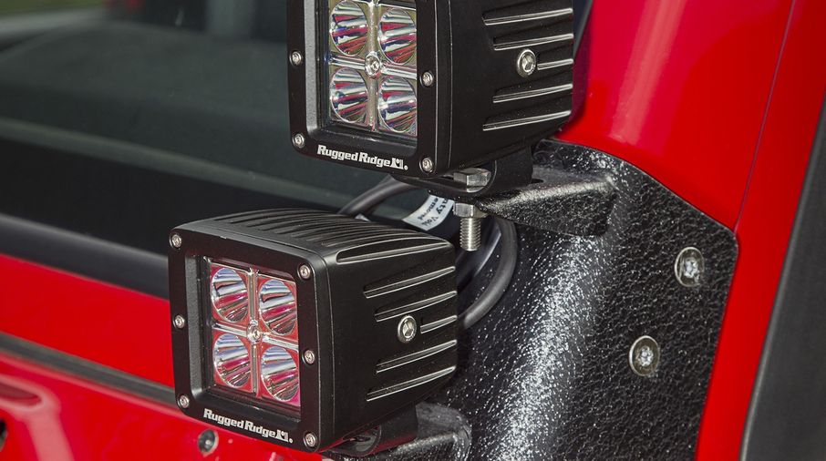 Dual A-Pillar LED Kit, 3-Inch Square Lights;, TJ (11232.38) | Jeepey ...