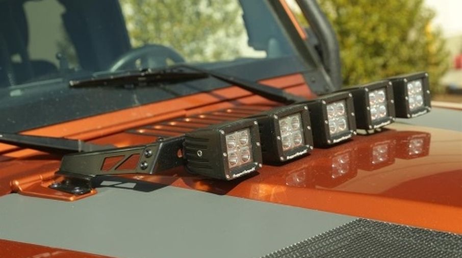 Hood Light Bar Kit, 5 Cube LED Lights, JK (11232.05) | Jeepey - Jeep ...